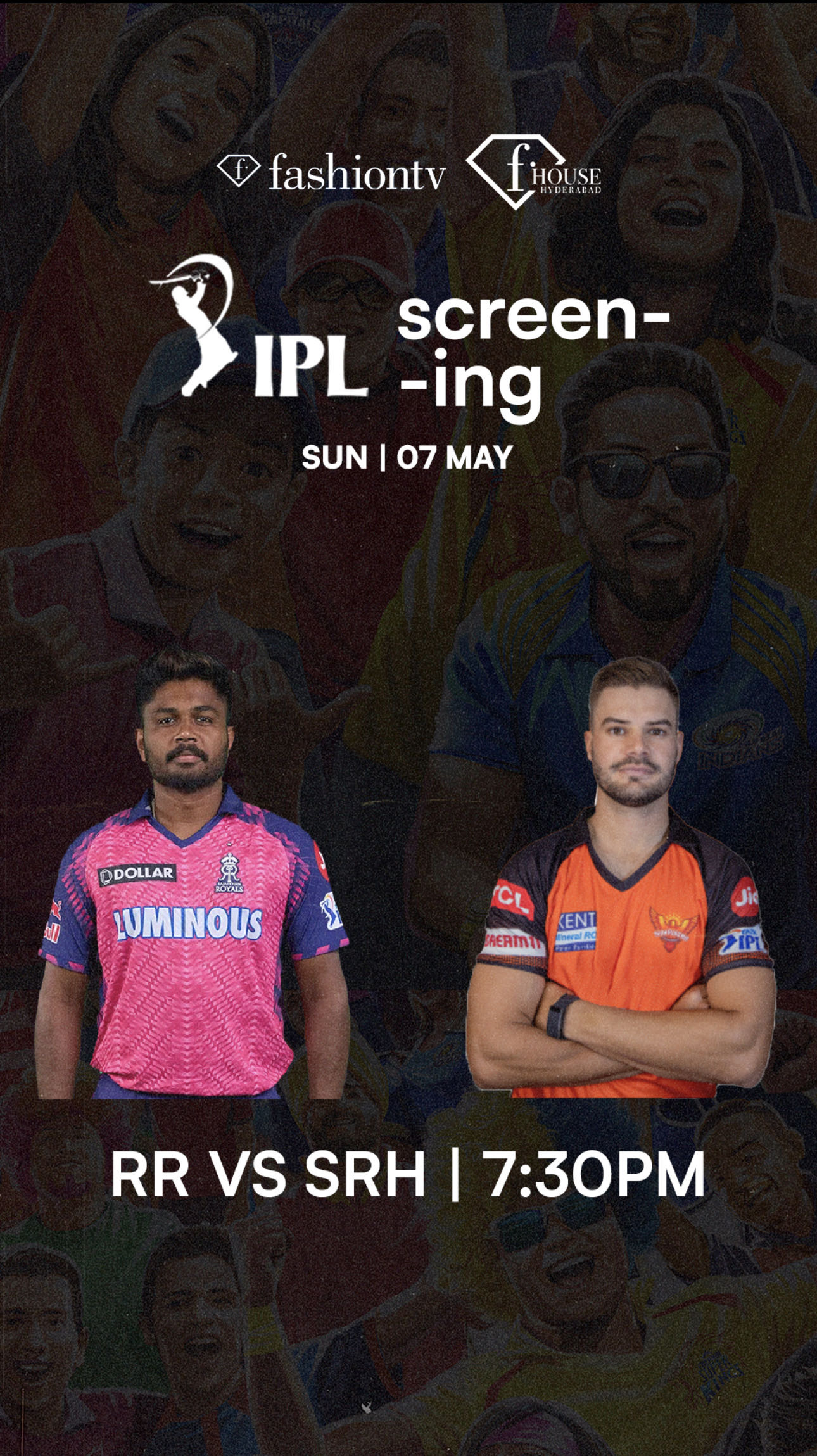 Live Screening - Sunrisers Hyderabad Vs Rajasthan Royals by F House ...